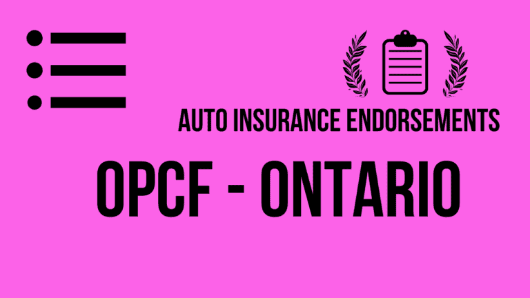 OPCF List Ontario Policy Change Form Endorsements- Codes